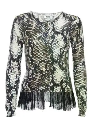 Moschino Snake-print Lace-trim Top - Black