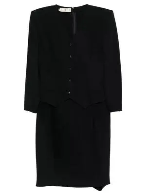 Valentino Garavani 1980s Wool Dress - Black