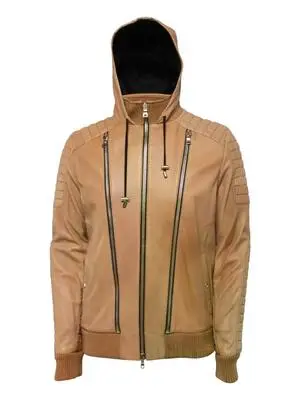 Balmain Zip-detail Leather Jacket - Brown
