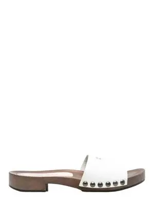 Miu Miu Patent-leather Studded Clogs - White