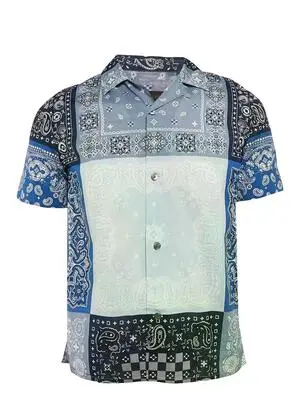 LOUIS VUITTON Bandana-print Patchwork Shirt - Blue