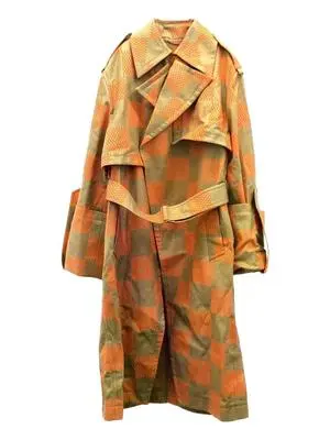 LOUIS VUITTON 2010s Check-pattern Coat - Orange