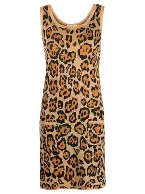 Dior 2010s Animal-pattern Knitted Dress - Neutrals