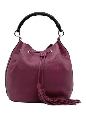 Gucci Pebbled Calfskin Miss Bamboo Bucket Bag - Purple