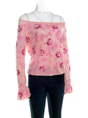 Escada Sequin-embellished Long-sleeve Top - Pink