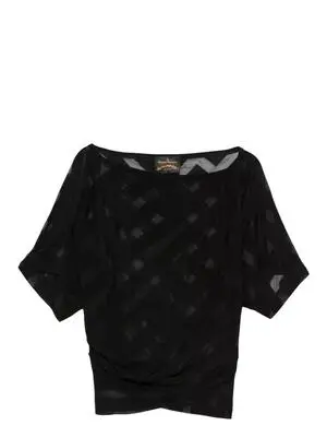 VIVIENNE WESTWOOD 2000s Geometric-pattern Mesh Blouse - Black