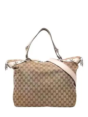 Gucci Large Gg Canvas Icon Bit Satchel - Brown