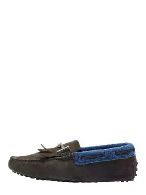 TOD'S Shearling Fringe Loafers - Brown