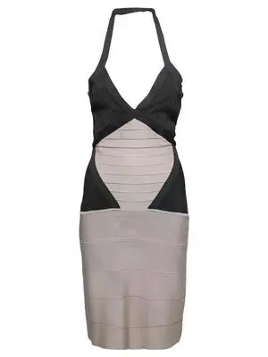 Herve Leger Halterneck Bandage Dress - Neutrals