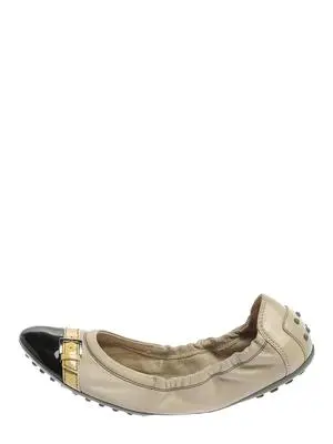 TOD'S Buckle-detail Leather Ballet Flats - Neutrals