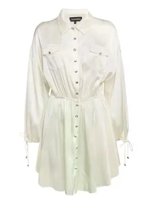 Retrofete Satin Shirt Dress - White