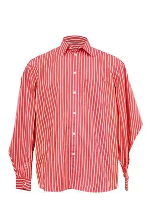 Balenciaga Striped Embroidered Logo Shirt - Red