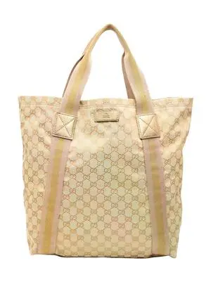 Gucci Gg Canvas Web Tote Bag - Brown