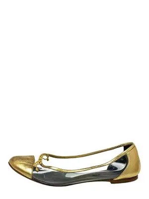 Saint Laurent Metallic-leather Panelled Ballet Flats - Gold