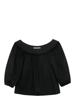 Saint Laurent 1970s Gabardine Blouse - Black