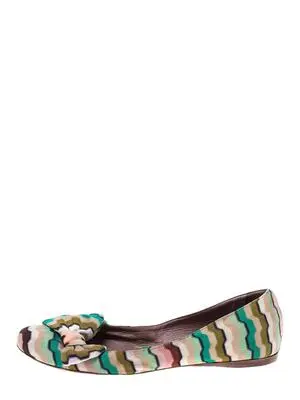 Missoni Bow-detail Wave-pattern Ballet Flats - Neutrals