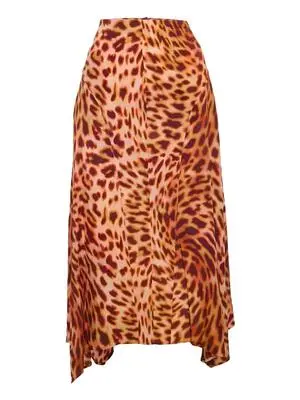 Stella McCartney Nayah Leopard Print Midi Skirt - Brown