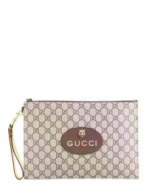 Gucci Neo Vintage Gg Coated Canvas Wristlet - Neutrals