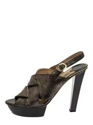 JIMMY CHOO 130mm Metallic Platform Sandals - Black
