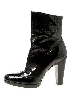 MIU MIU Patent-Leather Block Heel Boots