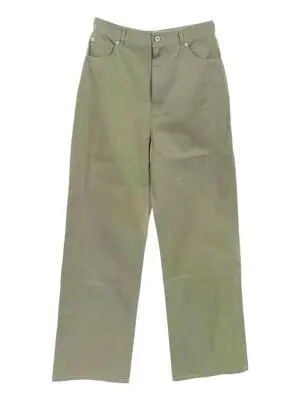 Loewe High-waist Trousers With Leather Detail - Green