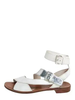Prada Leather Buckle Sandals - White