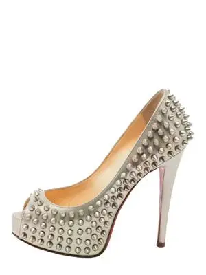 CHRISTIAN LOUBOUTIN 120mm Spiked Peep-toe Pumps - Grey