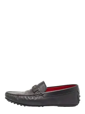 FERRAGAMO Leather Driver Loafers - Black