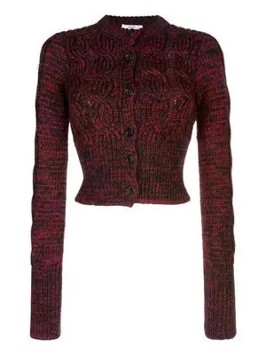 Prada Cable-knit Cropped Cardigan - Red