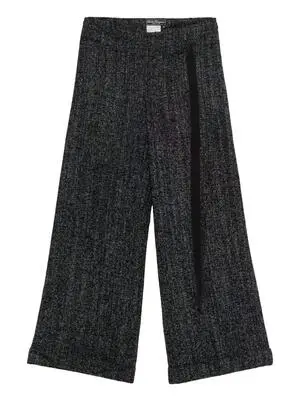 FERRAGAMO 2000s Bouclé-design Wide-leg Trousers - Grey