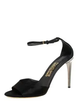FERRAGAMO 100mm Satin Ankle-buckle Sandals - Black