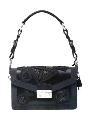 Prada 2000-2010 Satin Bead-embroidered Shoulder Bag - Black