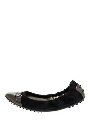 TOD'S Buckle Suede Ballet Flats - Black