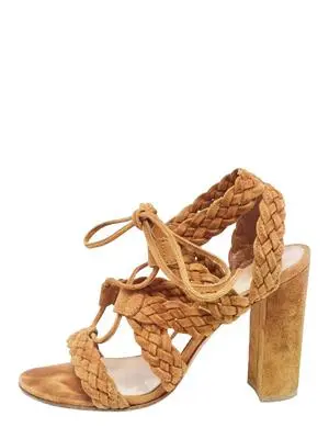 GIANVITO ROSSI 110mm Suede Heeled Sandals - Brown