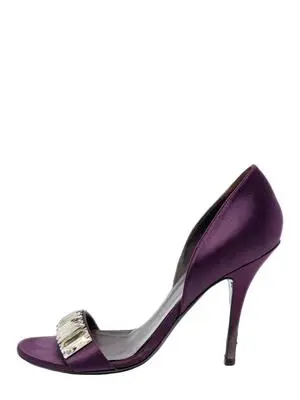 Gucci 110mm Satin Crystal Sandals - Purple