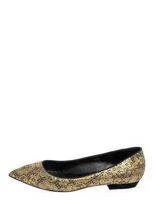 GIUSEPPE ZANOTTI Pointed Toe Lace Ballet Flats - Yellow