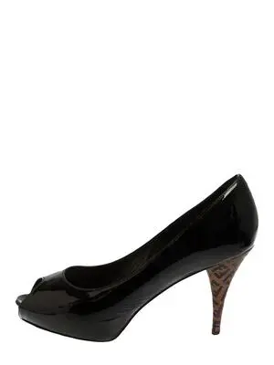 Fendi 100mm Zucca-print Patent Leather Pumps - Black