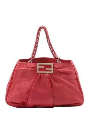 Fendi Mira Leather Tote Bag - Red