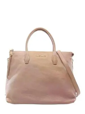 Miu Miu 2000s Madras Leather Tote Bag - Neutrals