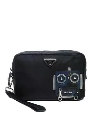 Prada 2010s Robot-motif Clutch Bag - Black