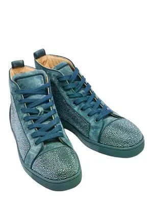 CHRISTIAN LOUBOUTIN Rantus Orlato Lace-up Glitter Sneakers - Blue