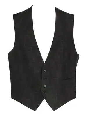 ROMEO GIGLI 1990s Patterned Waistcoat - Black