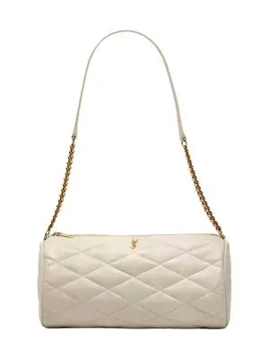 Saint Laurent Pre-owned Small Quilted Lambskin Sade Tube Bag - White