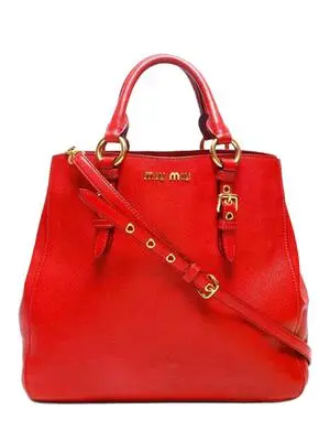 Miu Miu Leather Tote Bag - Red