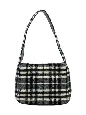 Burberry Vintage Check Wool Shoulder Bag - Black