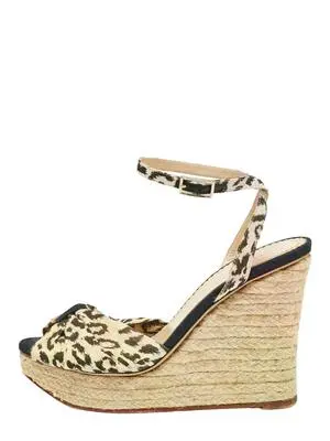 CHARLOTTE OLYMPIA 130mm Leopard-print Wedge Sandals - Neutrals