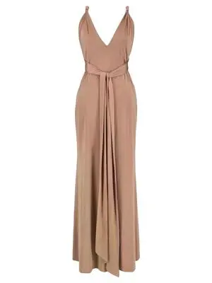 Vintage Cross-back V-neck Maxi Dress - Neutrals