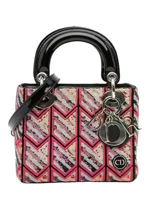 Dior 2015 Mini Patent Sequined Lady Satchel - Pink