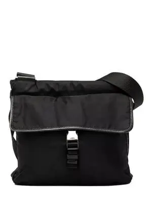Prada Tessuto Zip Top Crossbody Bag - Black