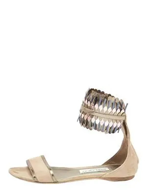 JIMMY CHOO Kimro Fringed Flat Sandals - Neutrals